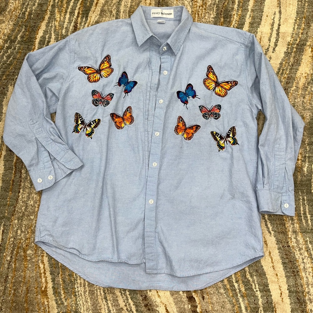Casey Coleman Embroidered Butterfly Blouse - Gem